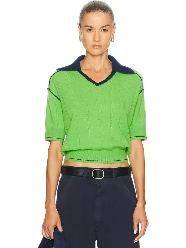Guest In Residence Pele Polo Top - Matchpoint & Navy