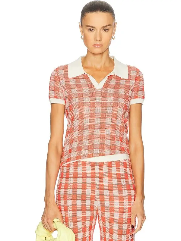 Guest In Residence Gingham Shrunken Polo - Cherry Combo