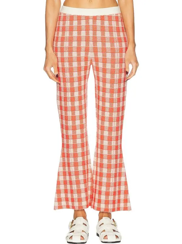 Guest In Residence Gingham Flare Pant - Cherry Combo