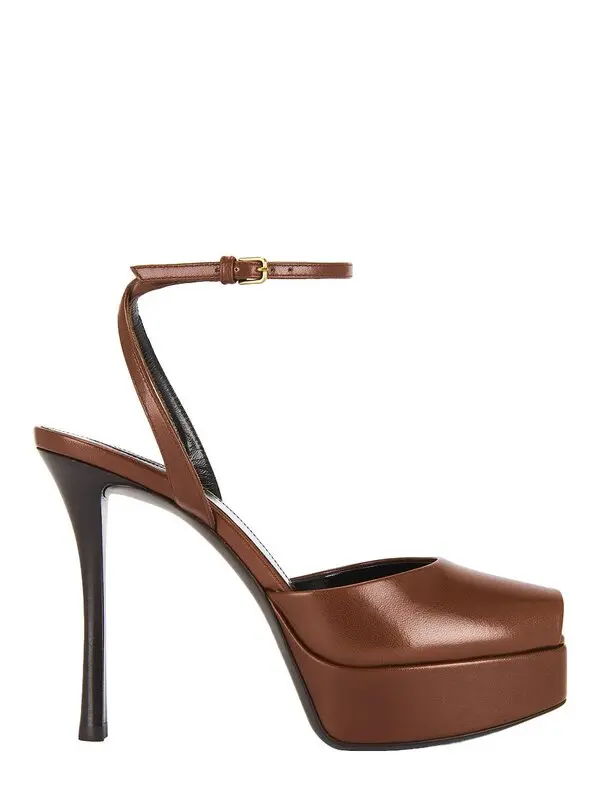 Saint Laurent La Scandale Sandal - Aesthetic Brown