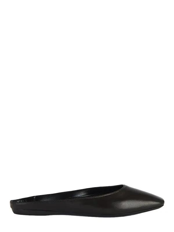 Saint Laurent Lido Flat Mule - Harris Eagle Brown