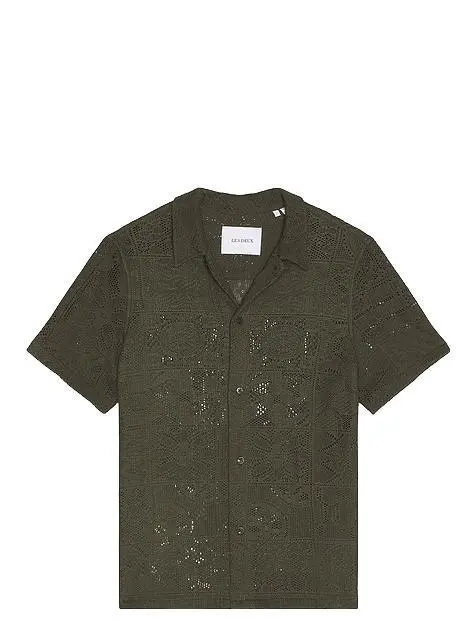 LES DEUX Hector Lace Shirt In Army - Olive Night