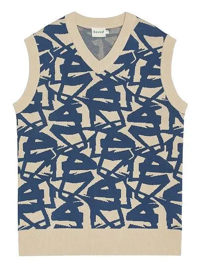 BOUND Abstract Ocean Vest - Blue & Beige