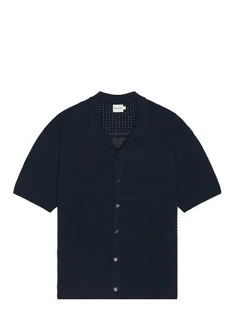 BOUND Rupert Crochet Knit Shirt - Navy