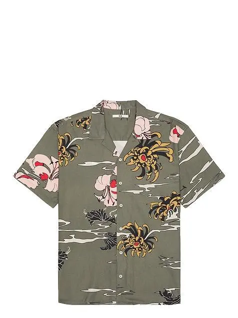 Neuw Sativa Print Short Sleeve Shirt In Army - Military