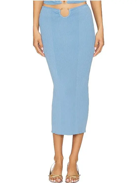 OSIS STUDIO Sonnet Ribbed Knit Skirt - Blue