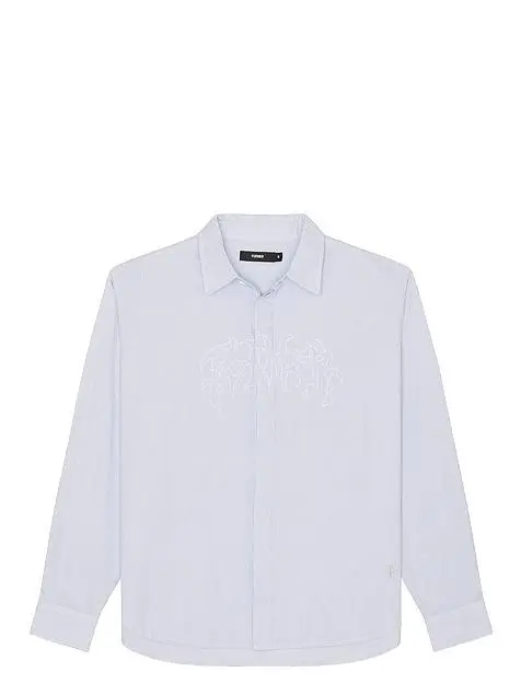 FORMER Puncture Long Sleeve Shirt In Baby Blue - White