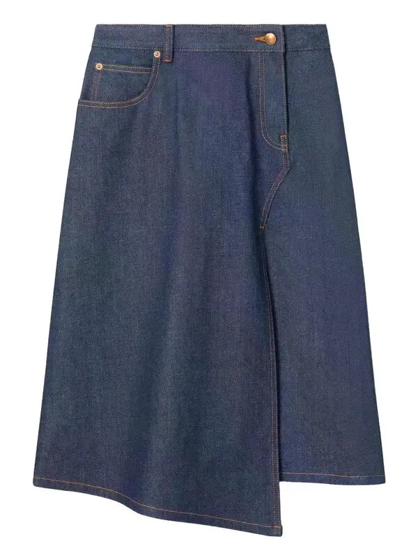 Tory Burch Asymmetric Denim Skirt - Blue