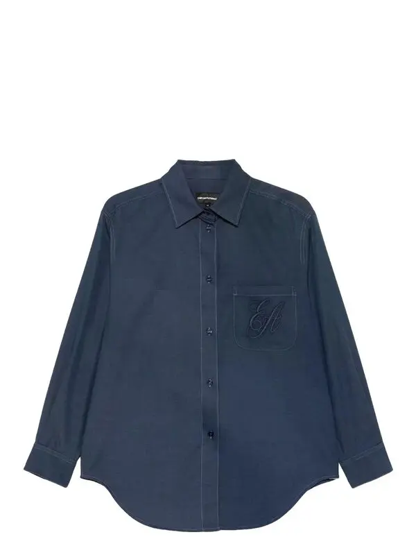 Emporio Armani Logo-embroidered Shirt - Blue