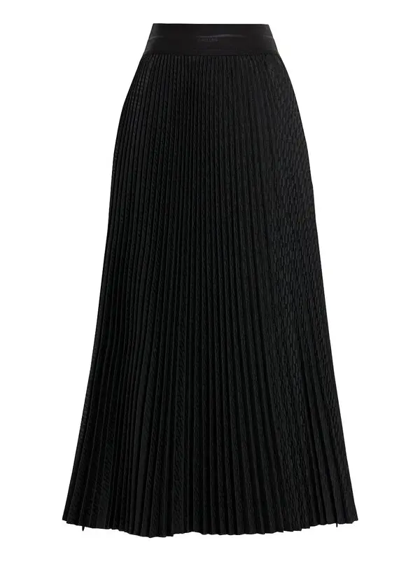 Helmut Lang Pleated Jacquard Midi Skirt - Black