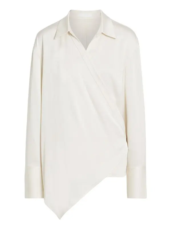 Helmut Lang Draped Staincrepe Wrap Blouse - Ivory