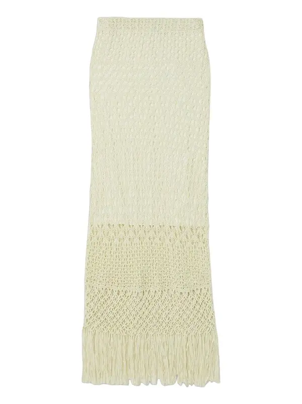 Polo Ralph Lauren Fringed Crocheted And Macramé Cotton Midi Skirt - Cream