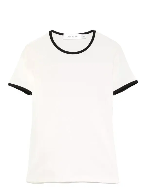 AYA MUSE Contrast-trim T-shirt - Neutrals