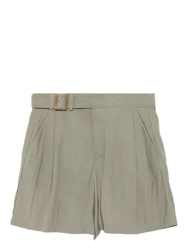 RECTO Wrinkle Detail Belted Shorts - Green