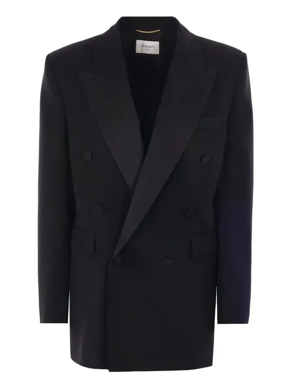 Saint Laurent Wool Double-breasted Blazer - Black