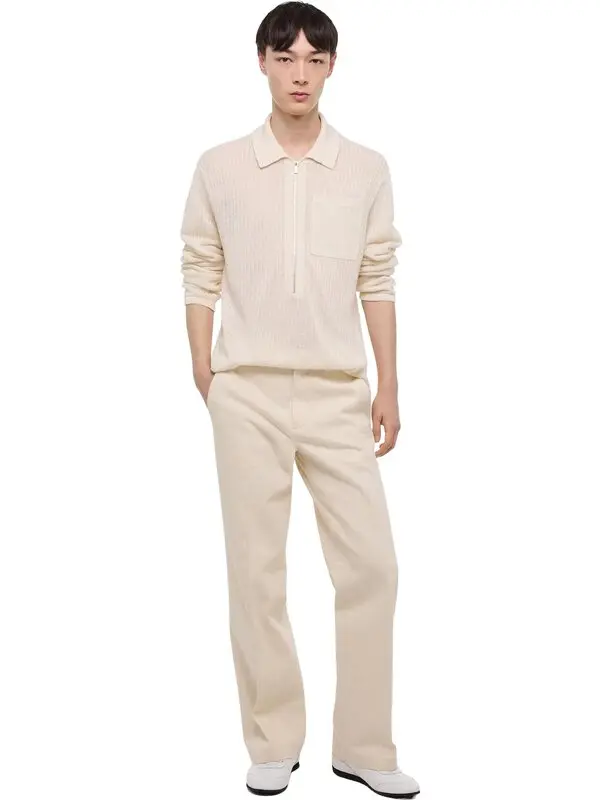 Helmut Lang Long Sleeve Zip Polo - Ivory