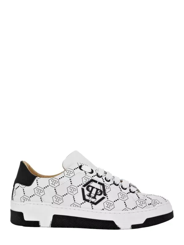 Philipp Plein Monogram Leather Sneakers - White
