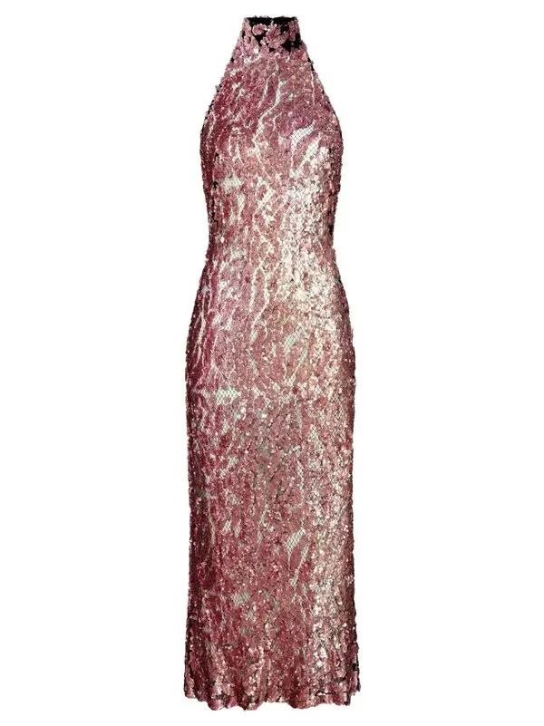Lapointe Sequined Halterneck Midi Dress - Pink