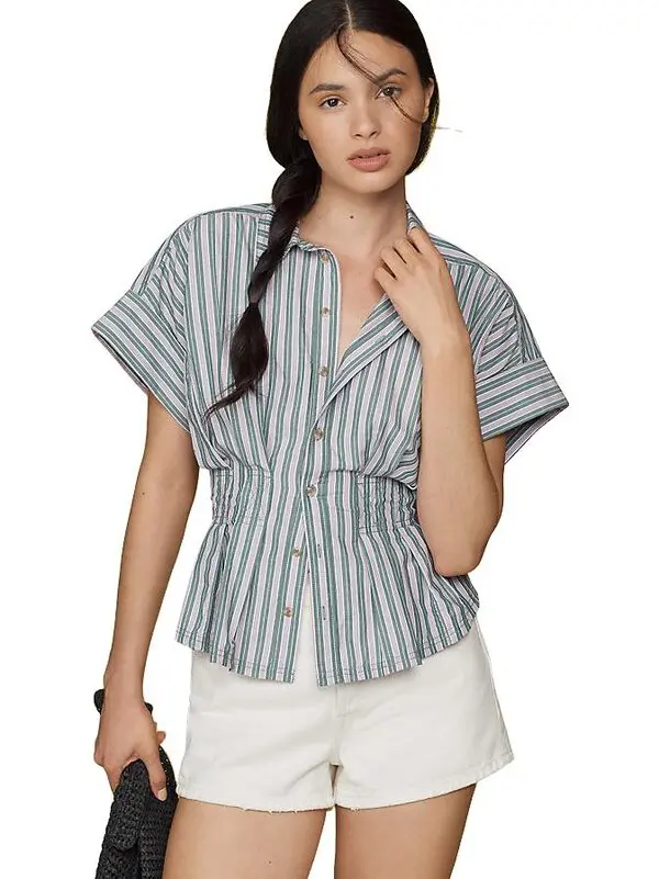 PILCRO The Bobbie Short-sleeve Blouse - Green