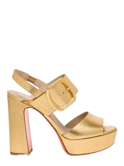 Santoni Laminated Leather High-heel Sandal - Gold