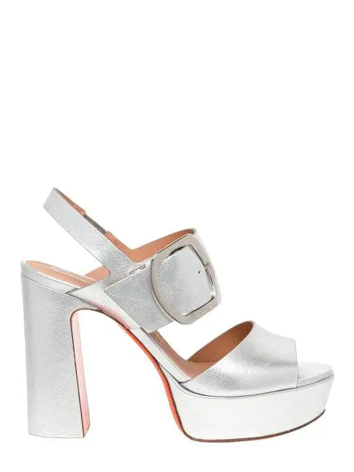 Santoni Laminated Leather High-heel Sandal - Silver