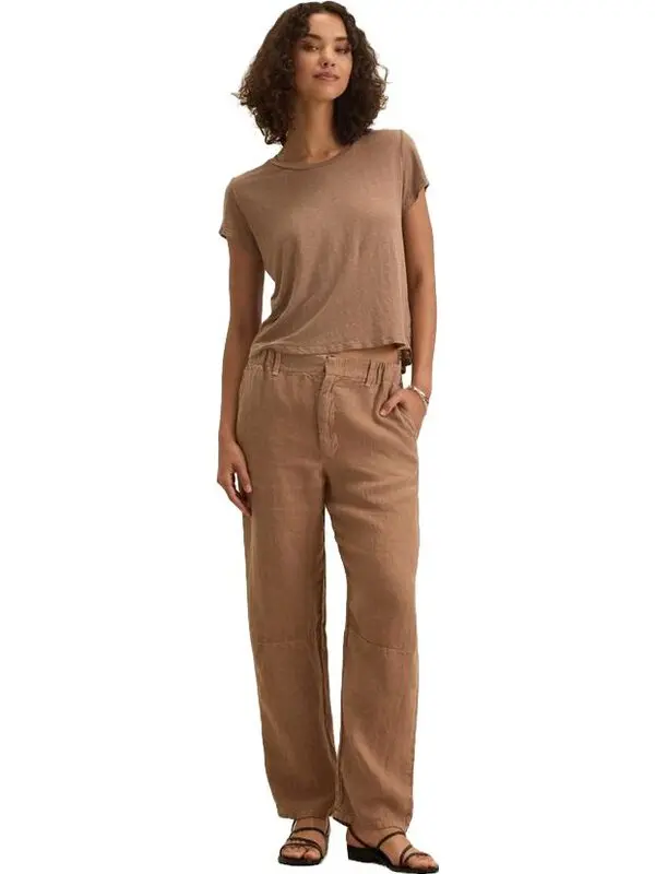 Velvet By Graham & Spencer Taylor Linen Pants - Brown
