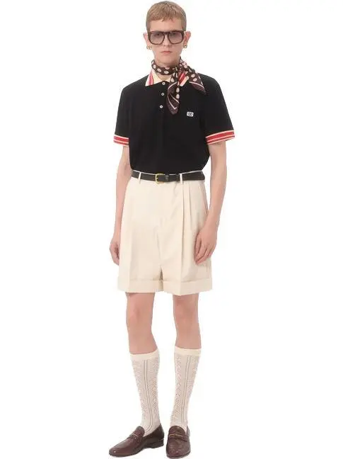 Valentino Garavani Cotton Piqué Polo Shirt With Vlogo Patch - Black