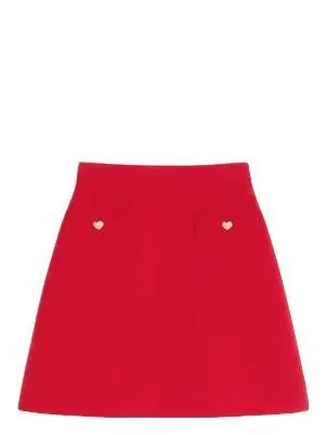 Valentino Garavani Crepe Couture Skirt With Heart Jewel Buttons - Natural