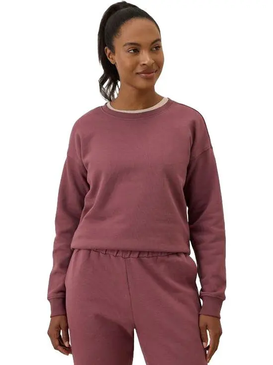 PACT Organic Brushed Fleece Crew Sweatshirt - Mauve