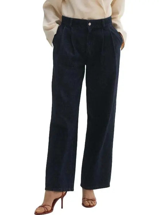 Mango Pleated High-waist Wide-leg Jeans - Open Blue