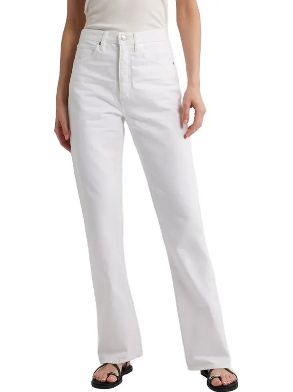 FRAME The Vertical High-waist Relaxed Straight-leg Jeans - White