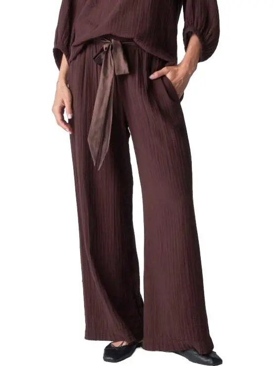 OCEAN+MAIN Gauze Palazzo Pant - Chocolate
