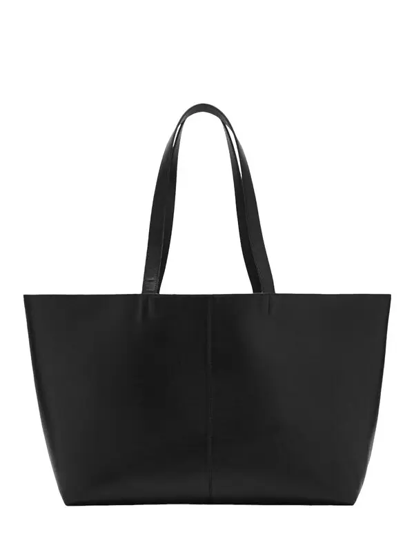 Mango Leather Shopper - Black