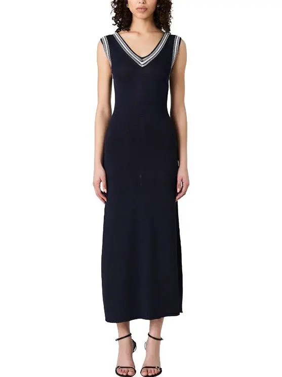 French Connection Sleeveless Maxi Sweater Dress - Navy-summer White