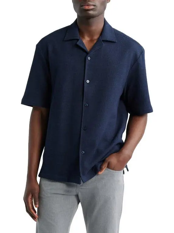 BOSS Lars Relaxed Fit Camp Shirt - Dark Blue