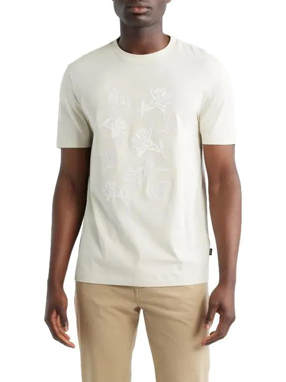 BOSS Thompson Floral Logo Cotton Graphic T-shirt - Open White