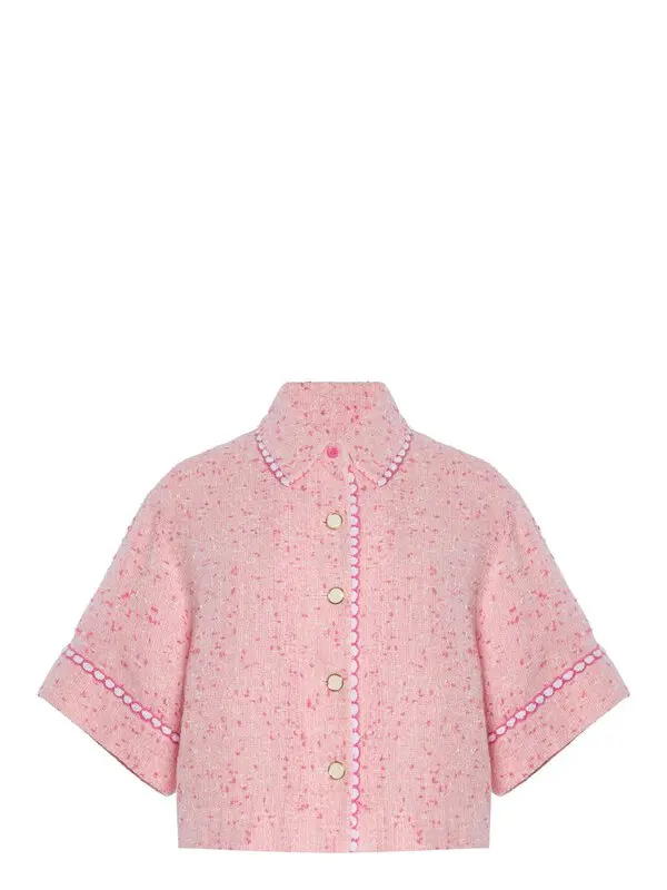 Simkhai Khloe Tweed Cover-up Shirt - Pink