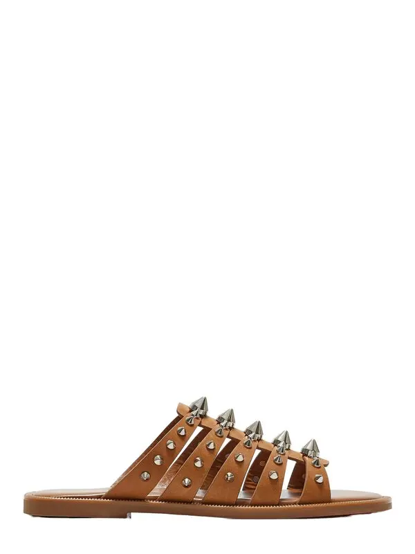 CHRISTIAN LOUBOUTIN Charja Studded Leather Sandals - Tan