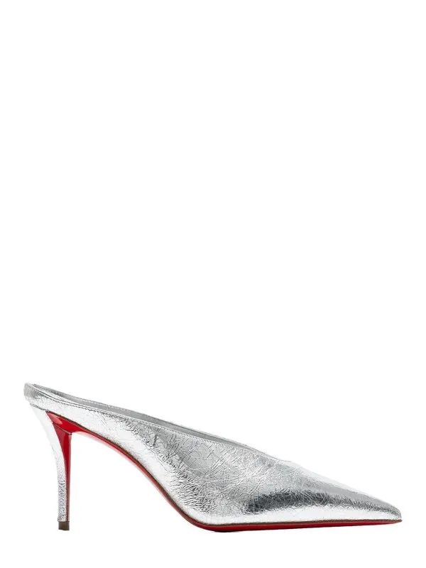 CHRISTIAN LOUBOUTIN Miss Z 80mm Metallic Leather Mules - Silver