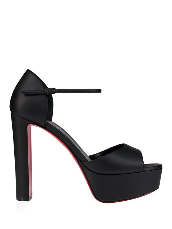 CHRISTIAN LOUBOUTIN Sandaloo 130mm Leather Platform Sandals - Black