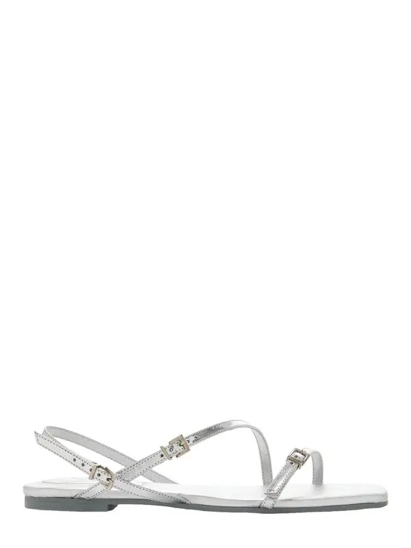 Simkhai Carey Metallic Leather Sandals - Silver