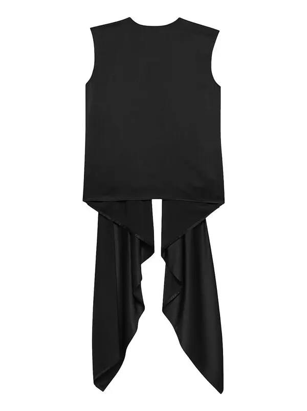Helmut Lang Sleeveless Draped Silk Scarf Top - Black