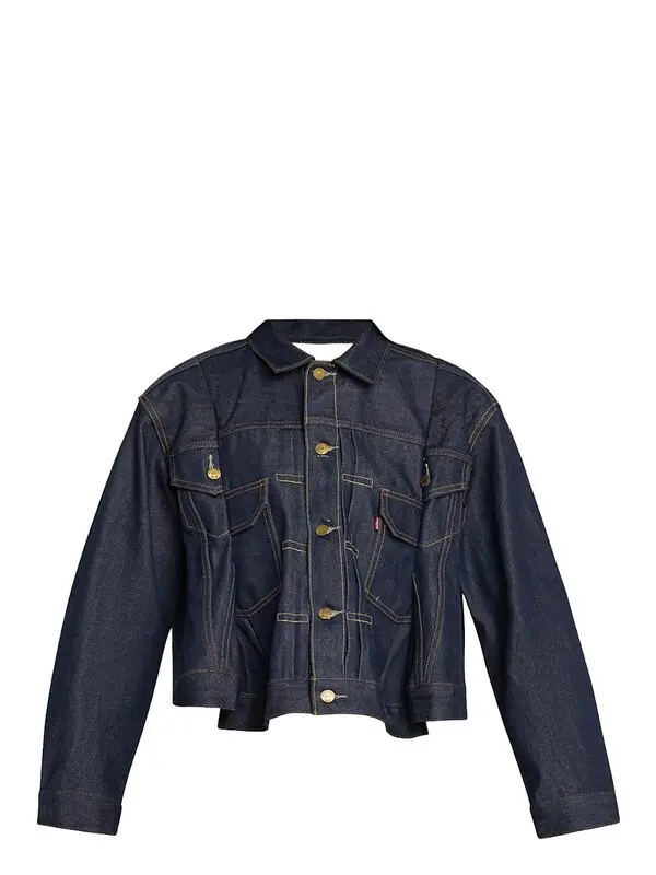 Sacai Denim Pleated Trucker Jacket - Indigo