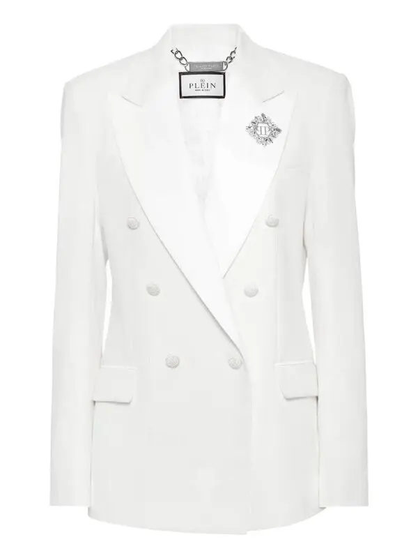 Philipp Plein Dame Double-breasted Blazer - White