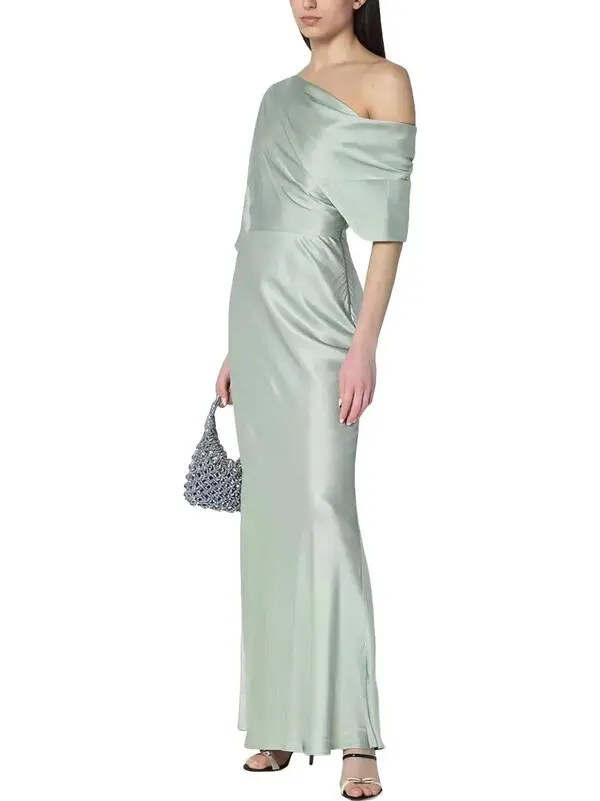 MALINA Off-shoulder Satin Gown - Green