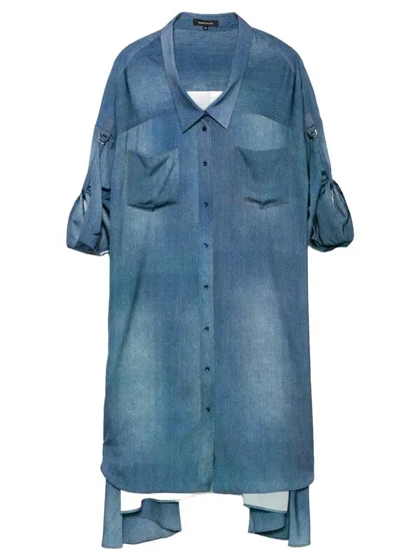 Barbara Bui Denim-print Midi Shirt Dress - Blue