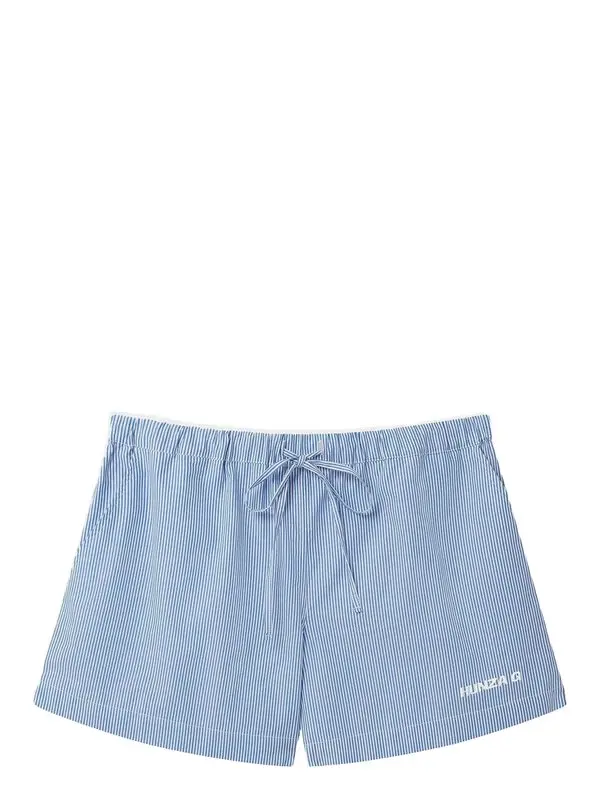 Hunza G Embroidered Cotton Shorts - Blue Stripe