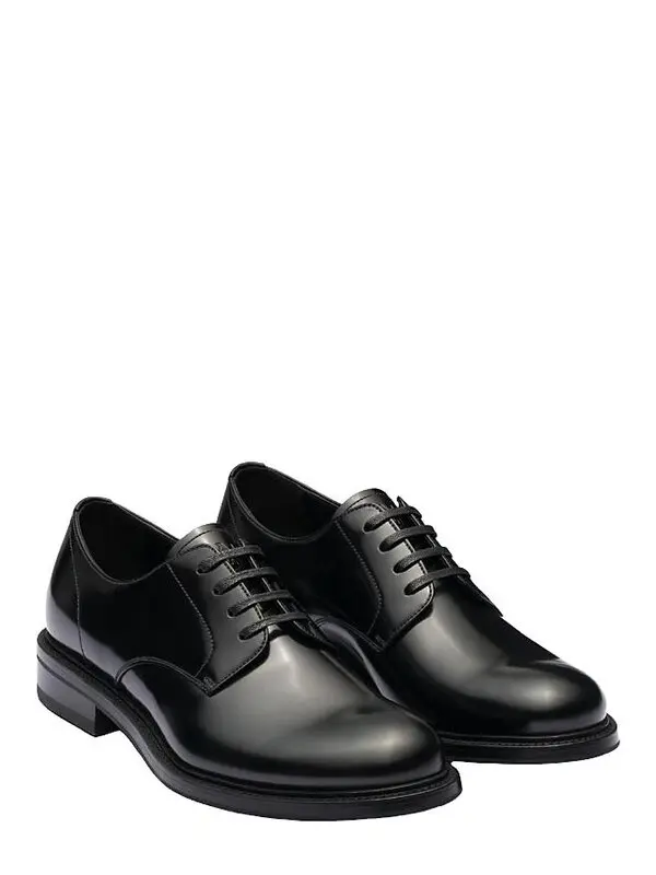 Prada Brushed Leather Lace-up Shoes - Black