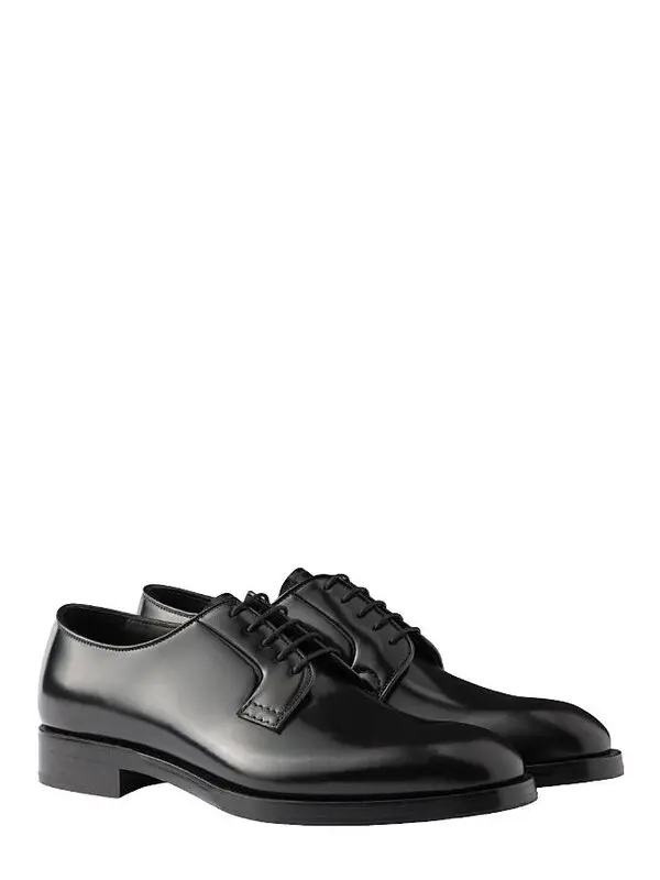 Prada Brushed Leather Lace-up Shoes - Black