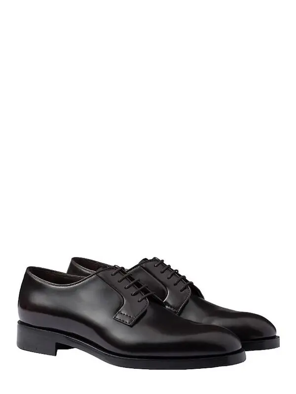 Prada Brushed Leather Lace-up Shoes - Brown